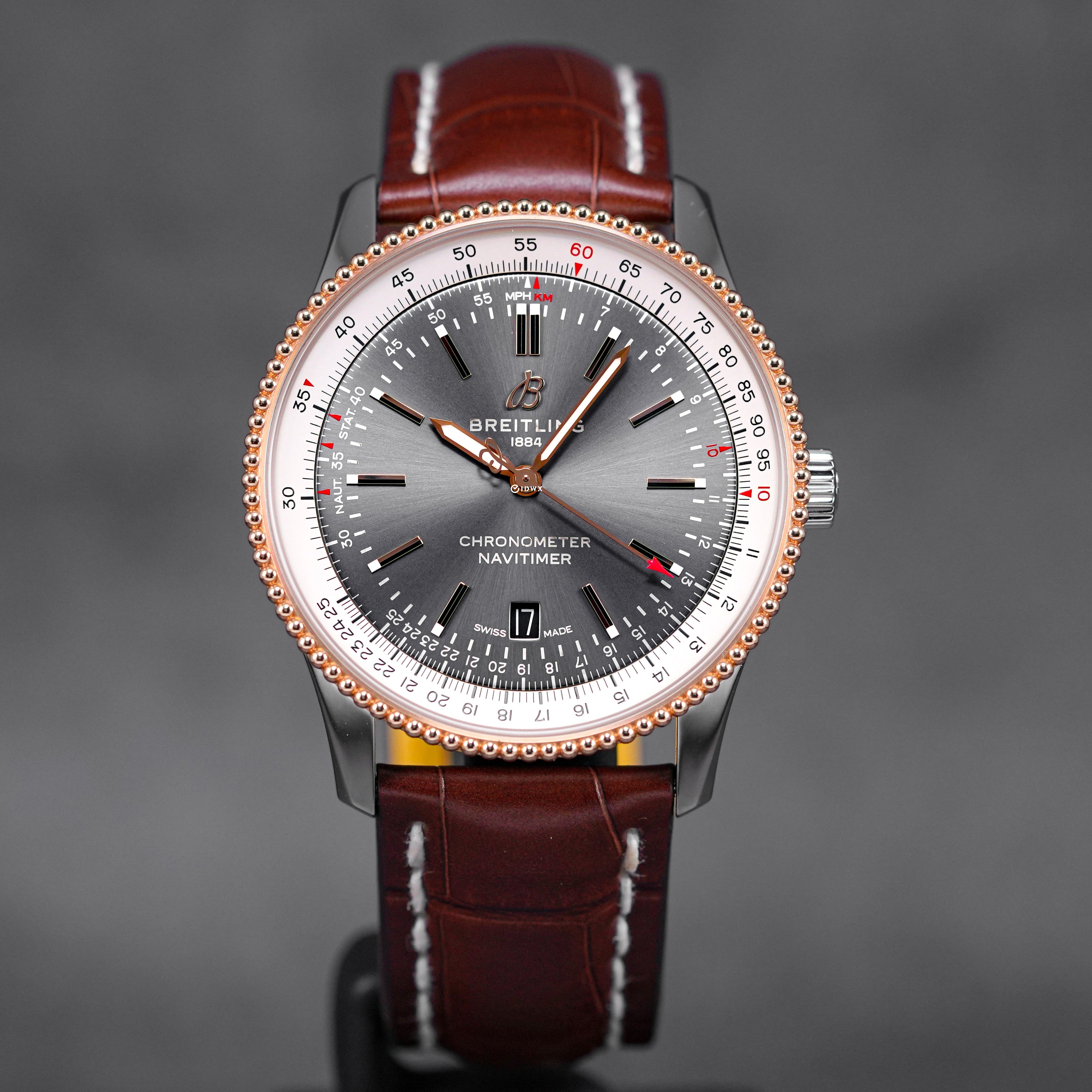 BREITLING NAVITIMER 41MM TWOTONE ROSEGOLD GREY DIAL (2022) - OMNILUXE