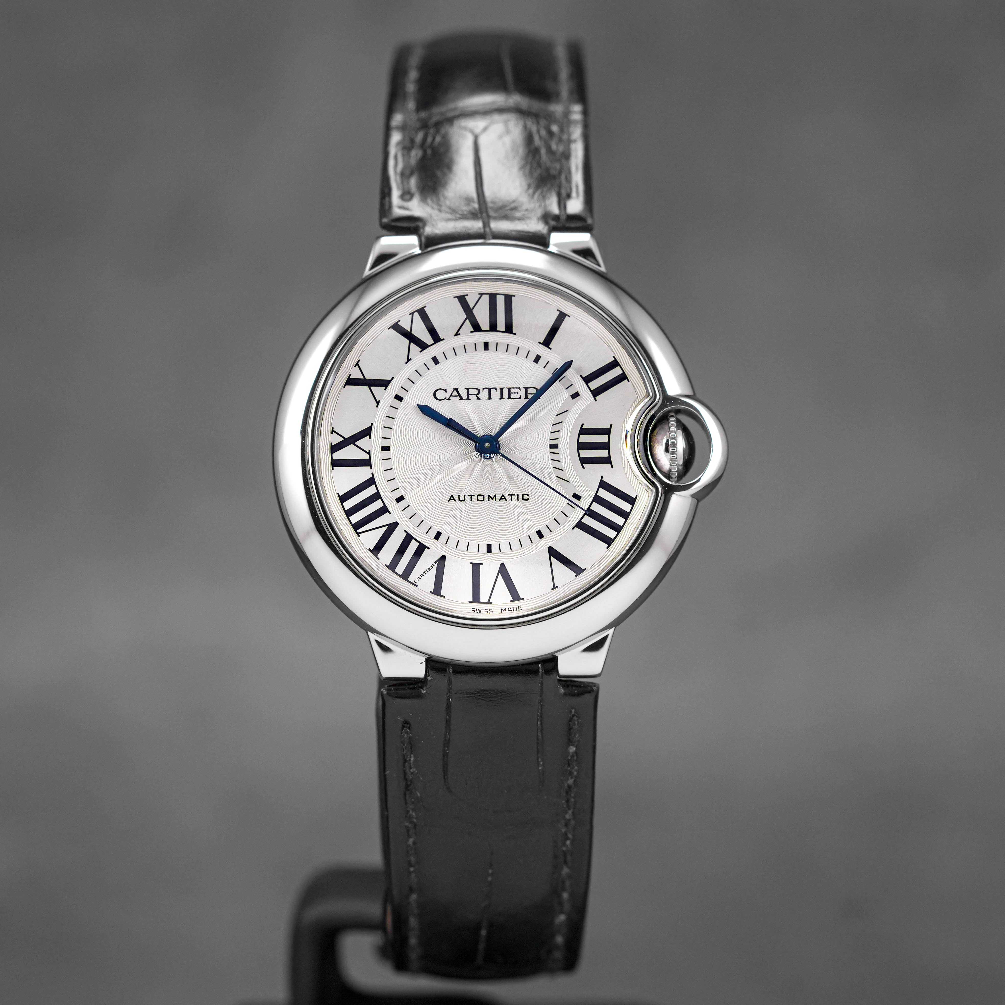 CARTIER BALLON BLEU 36MM STEEL SILVER DIAL LEATHER STRAP (UNDATED ...