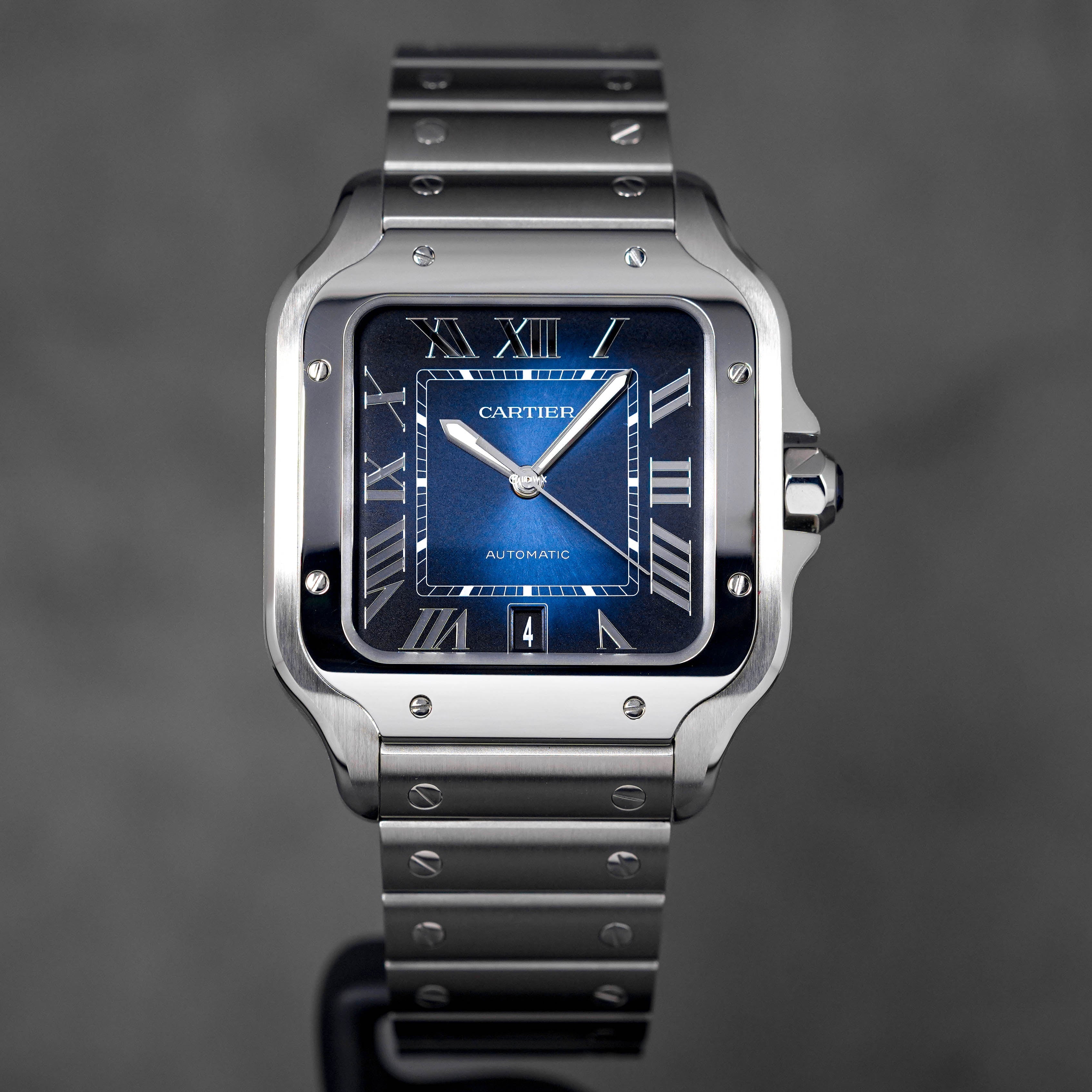 CARTIER SANTOS DE CARTIER L BLUE DIAL (2024) - OMNILUXE