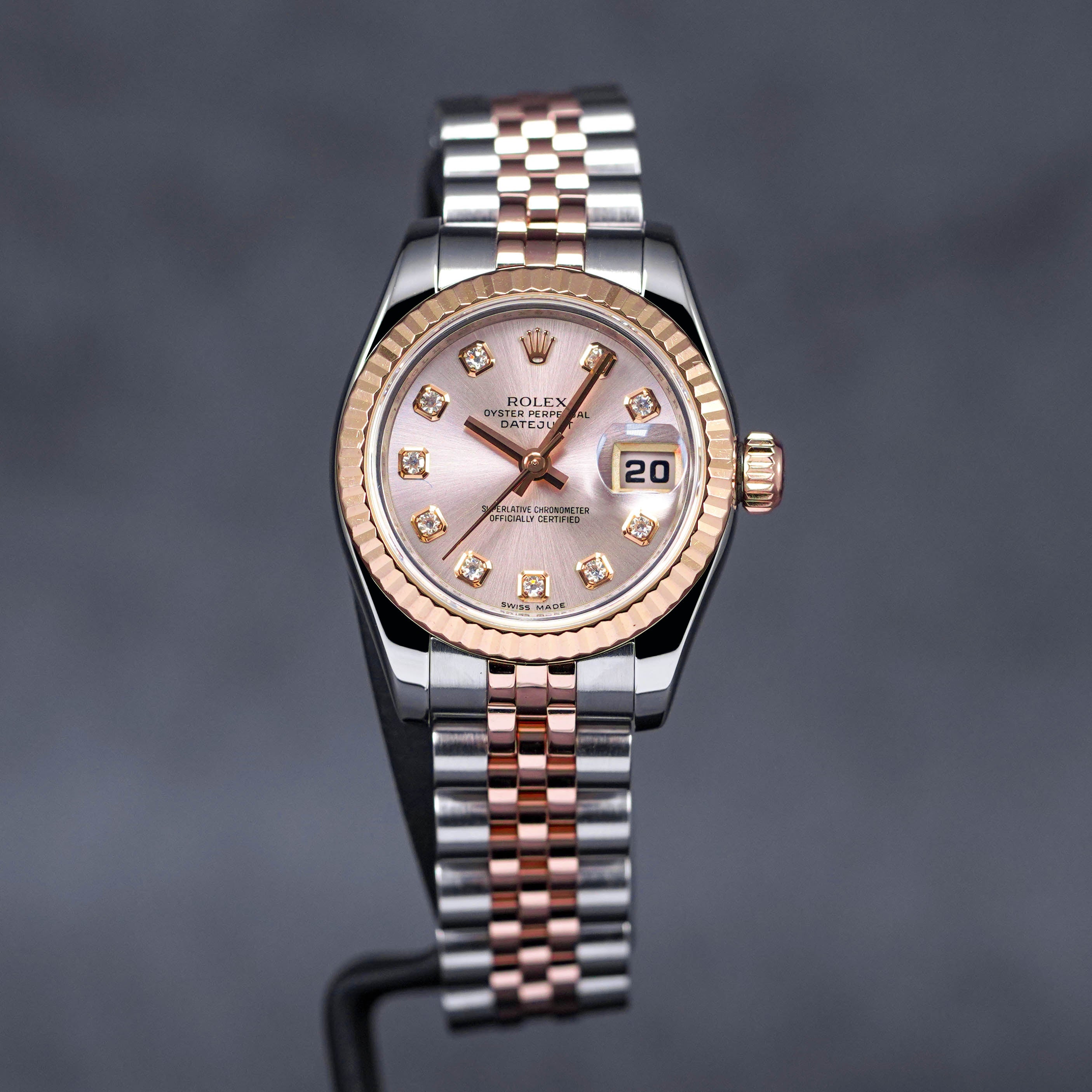 ROLEX DATEJUST 26MM TWOTONE ROSEGOLD PINK SUNDUST DIAMOND DIAL (UNDATED ...