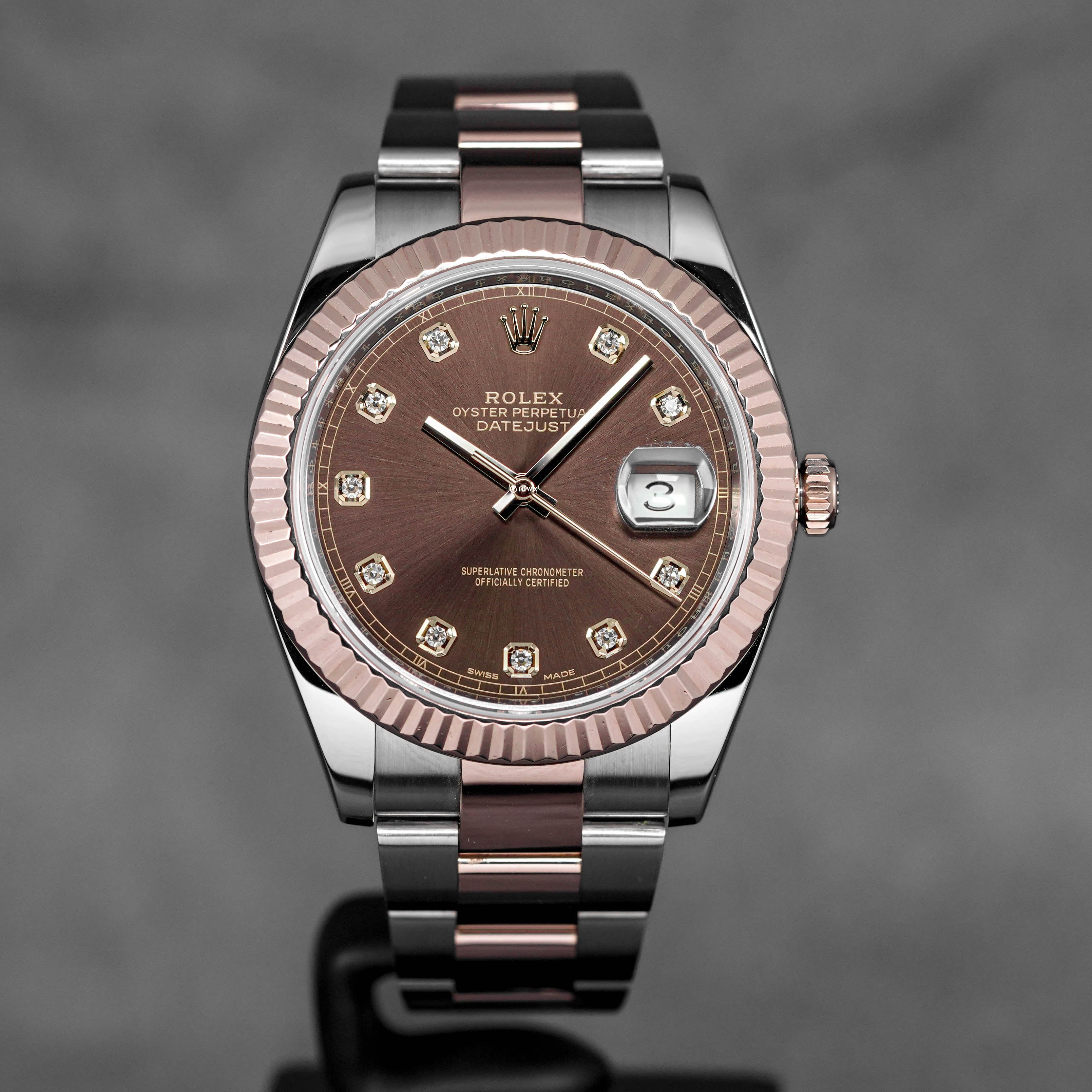 ROLEX DATEJUST 41MM TWOTONE ROSEGOLD CHOCO DIAMOND DIAL (2017) - OMNILUXE