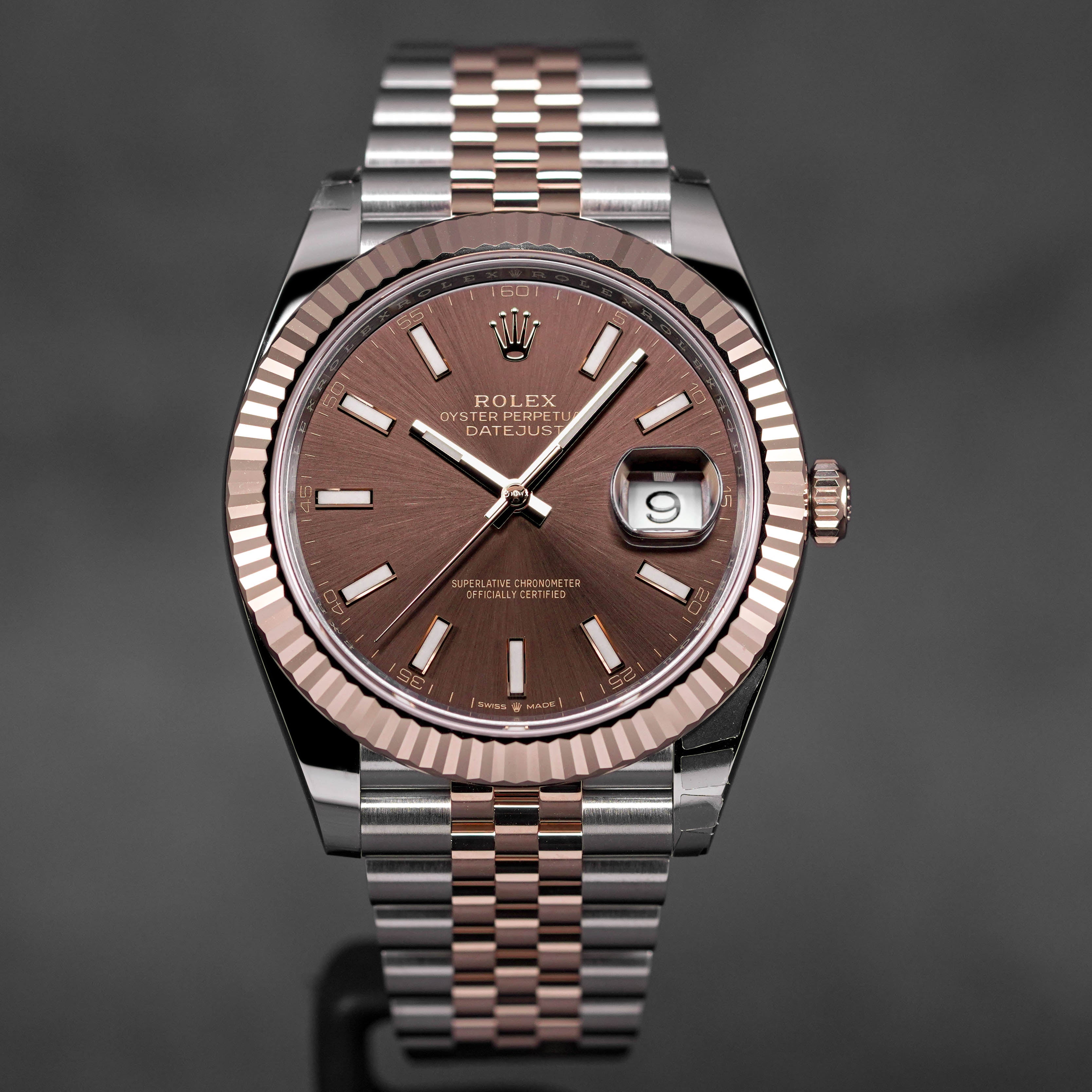 ROLEX DATEJUST 41MM TWOTONE ROSEGOLD CHOCO DIAL (2023) - OMNILUXE