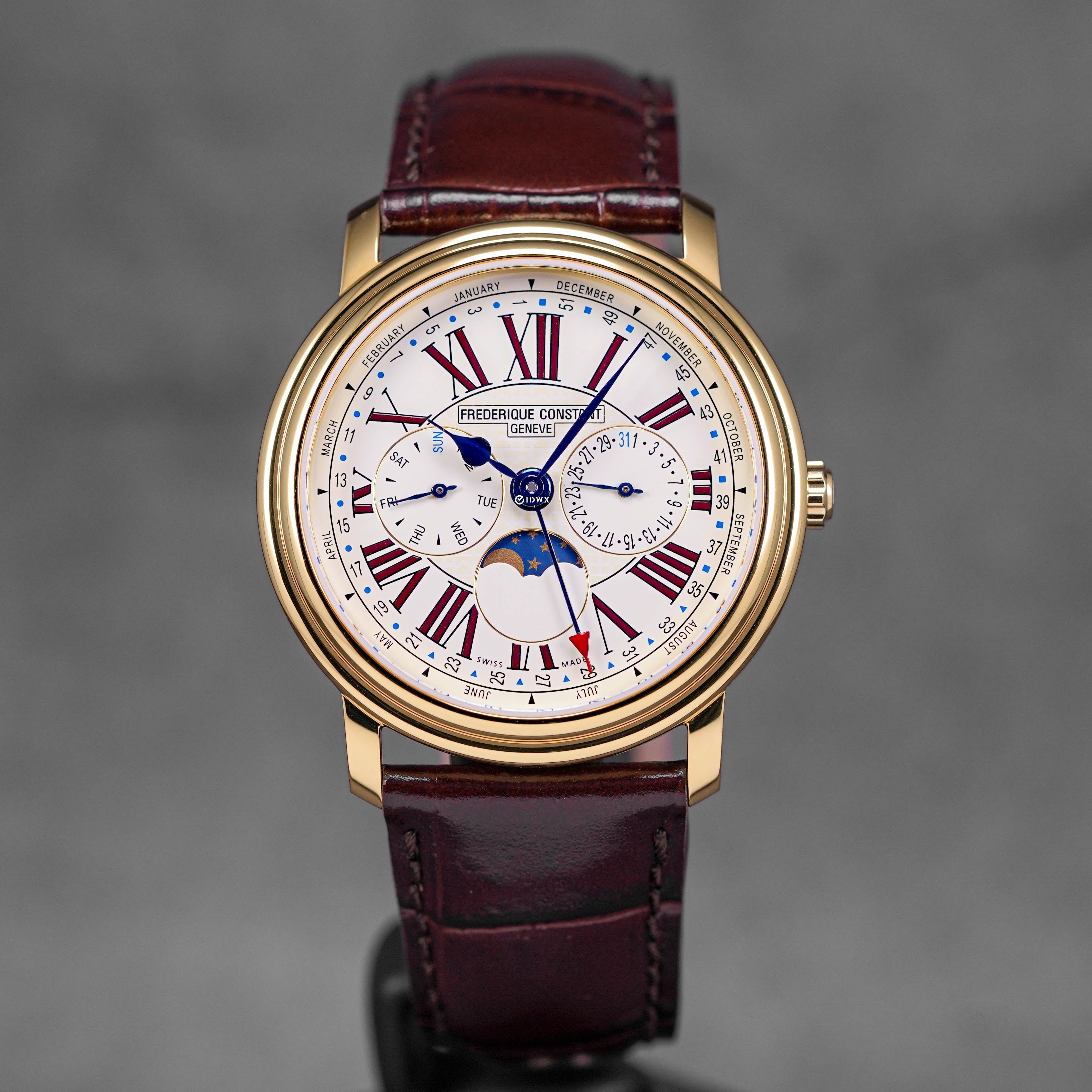 FREDERIQUE CONSTANT CLASSICS BUSINESS TIMER MOONPHASE YELLOWGOLD-PLATED ...