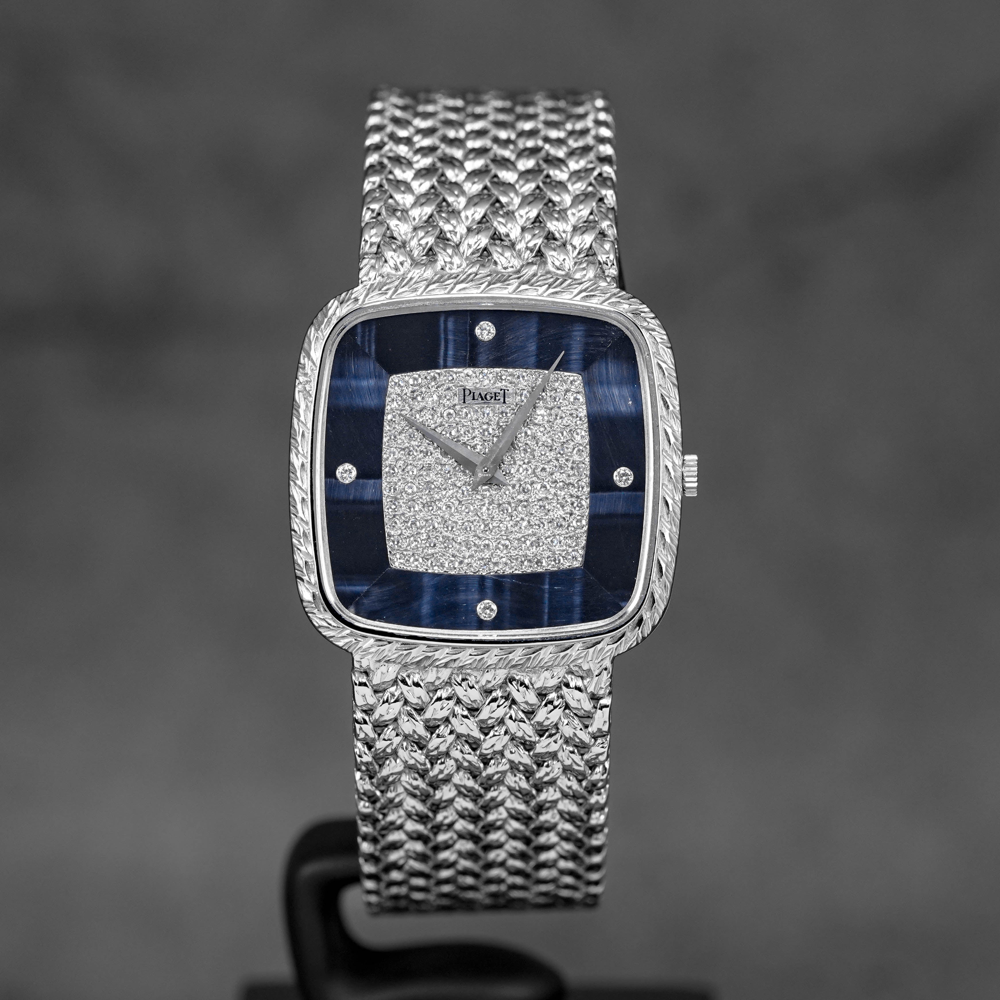 PIAGET VINTAGE WHITEGOLD 4-DIAMOND 'HAWK EYE' PAVE DIAMOND DIAL (WATCH ...