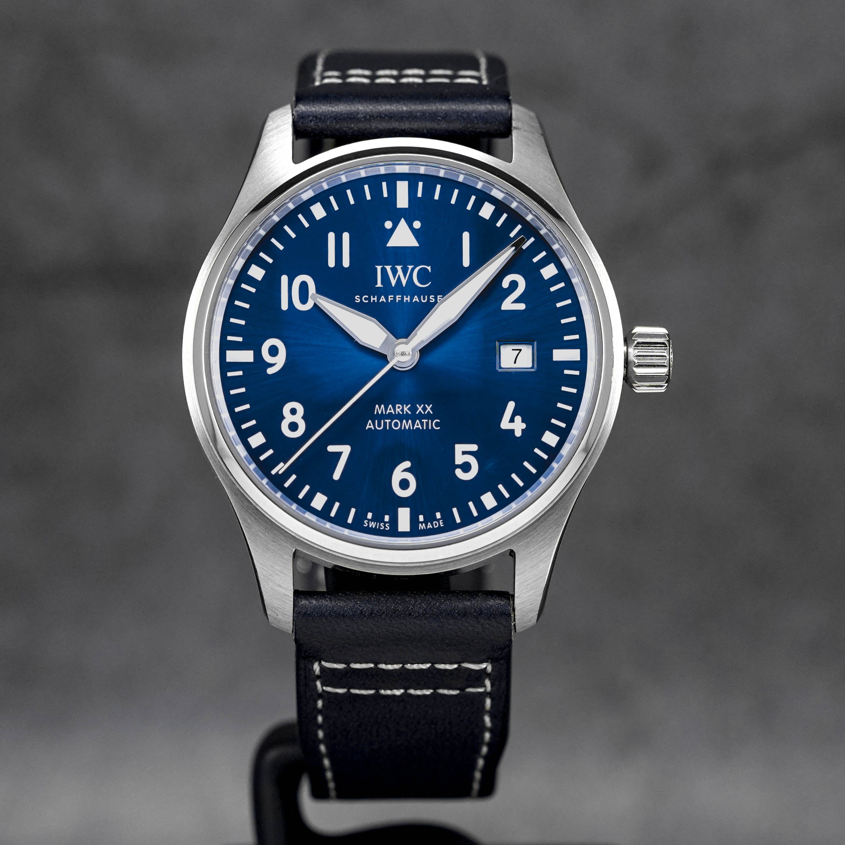 IWC PILOT MARK XX STEEL BLUE DIAL LEATHER STRAP (2023) - OMNILUXE