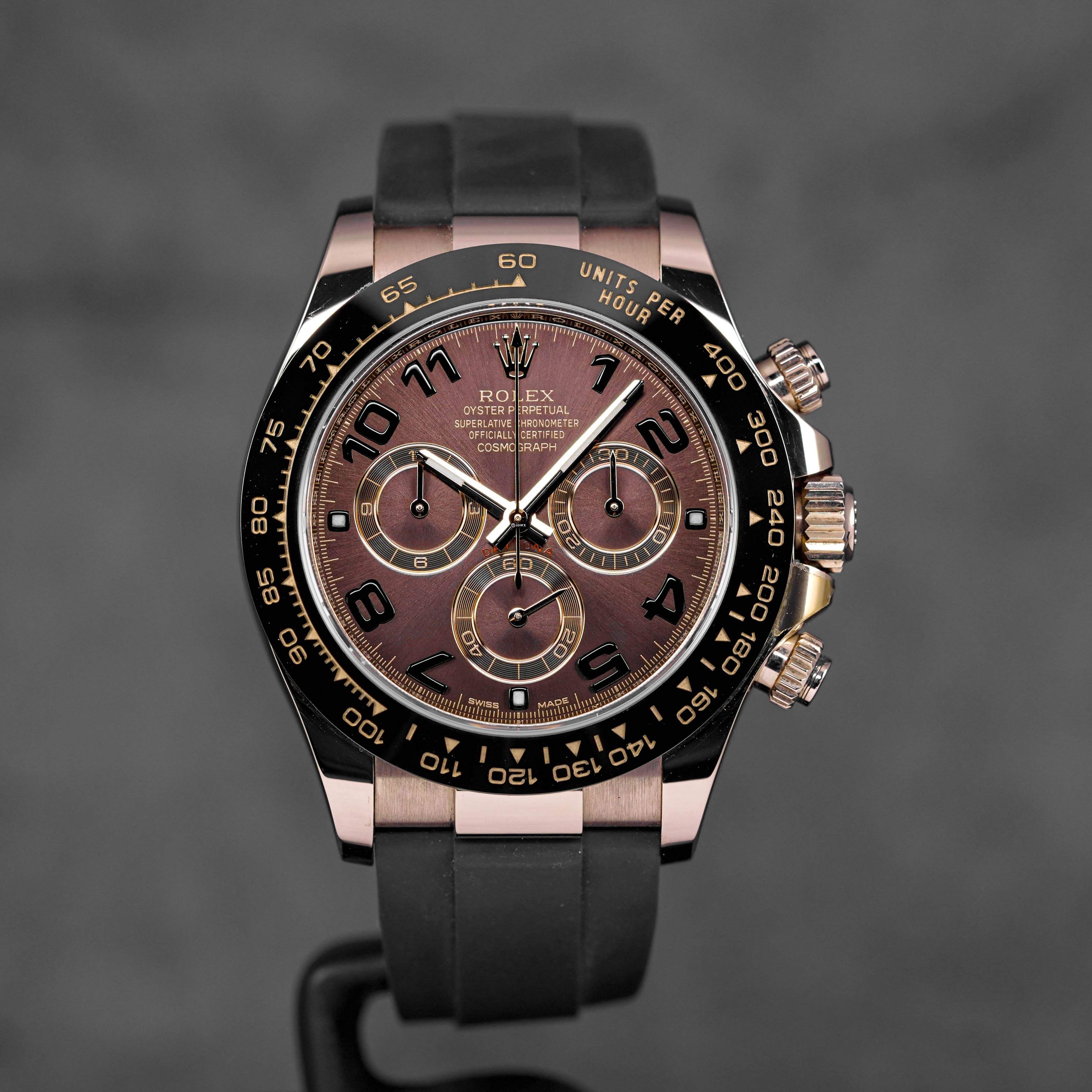 ROLEX DAYTONA OYSTERFLEX ROSEGOLD CHOCO ARABIC DIAL (2019) - OMNILUXE