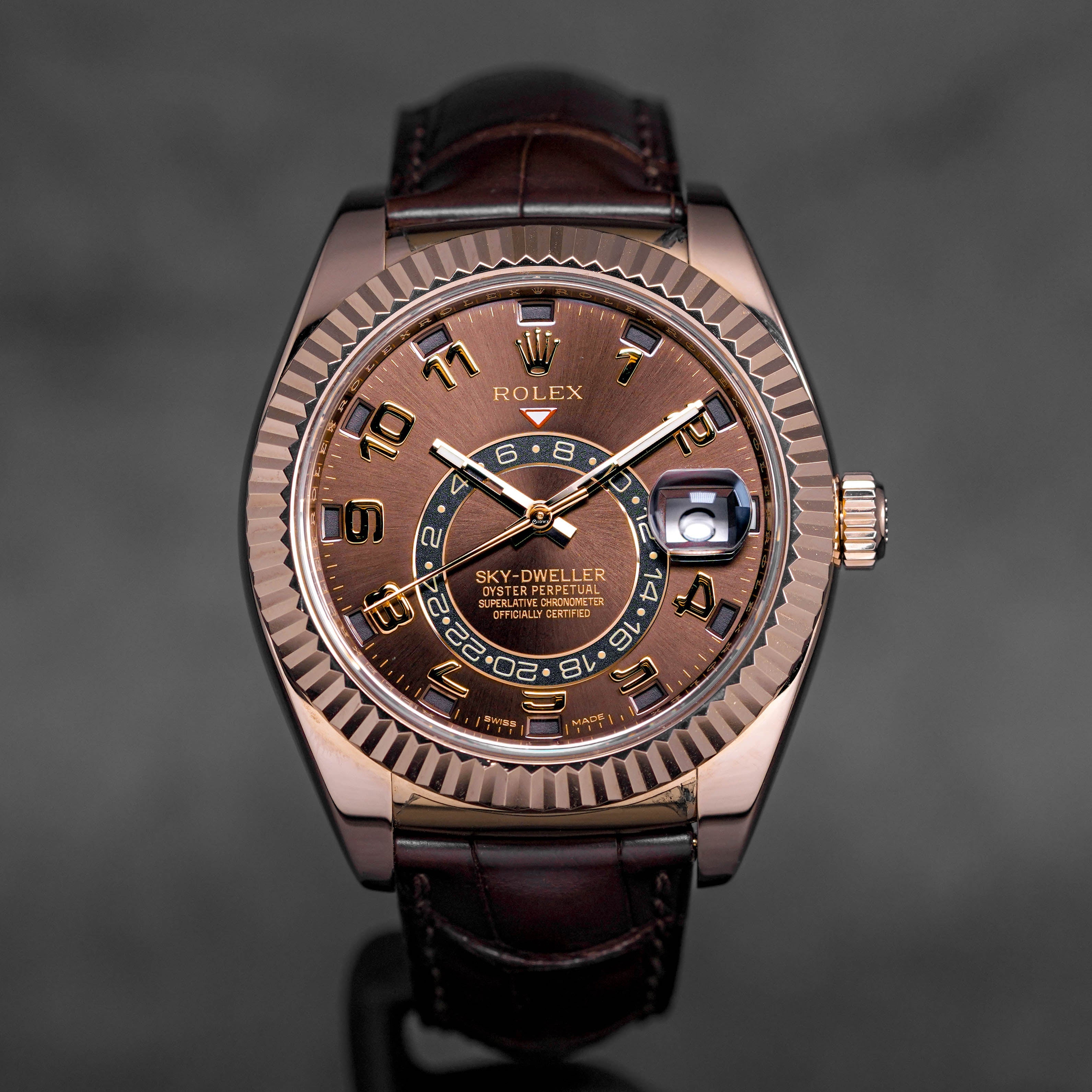 ROLEX SKY-DWELLER ROSEGOLD CHOCO ARABIC DIAL (2015) - OMNILUXE