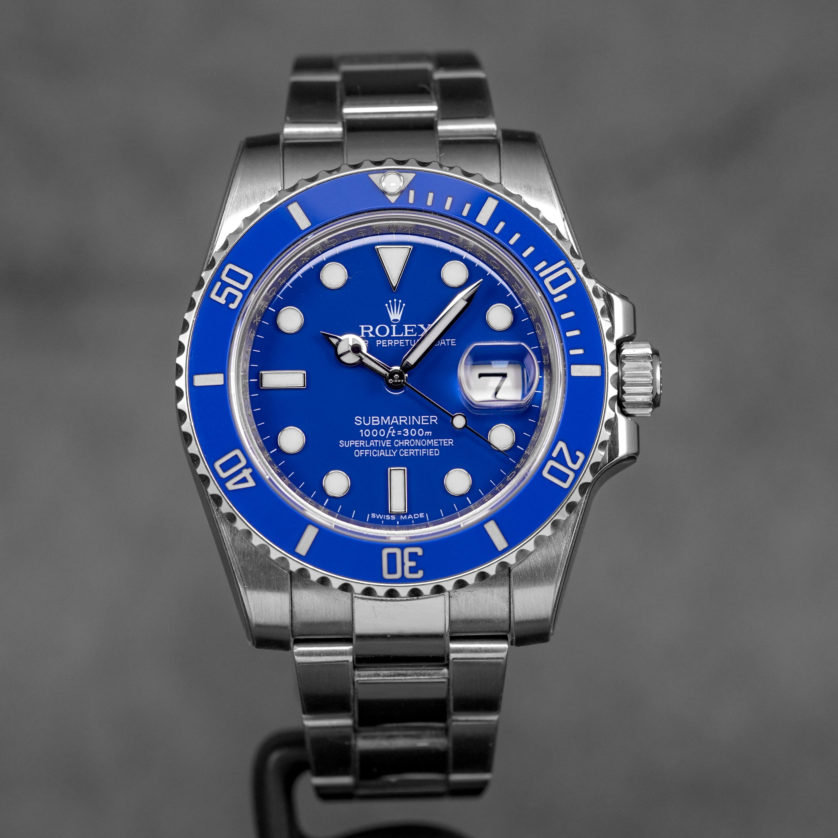 ROLEX SUBMARINER DATE 40MM WHITEGOLD SMURF (UNDATED) - OMNILUXE