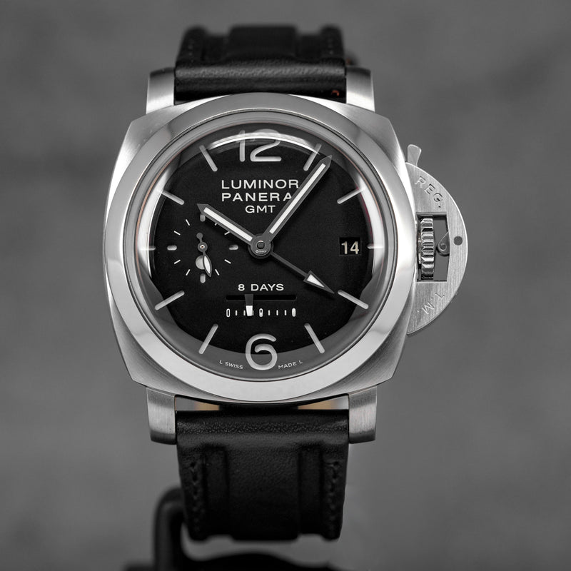 PANERAI LUMINOR 1950 8 DAYS GMT 44MM BLACK DIAL PAM 233 (2007) - OMNILUXE